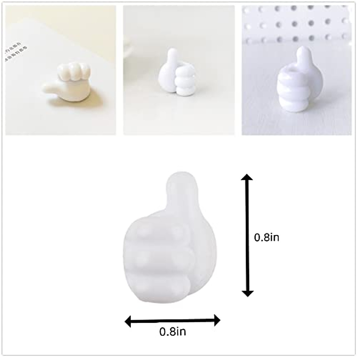 TAOXPING 12Pcs Creative Silicone Thumb Wall Hook - Multifunction Adhesive Cable Clip ，Self Adhesive Thumb Cable Organizer Clips Key Hanger,for Data Cable Earphone Belt hat Key Storage-White
