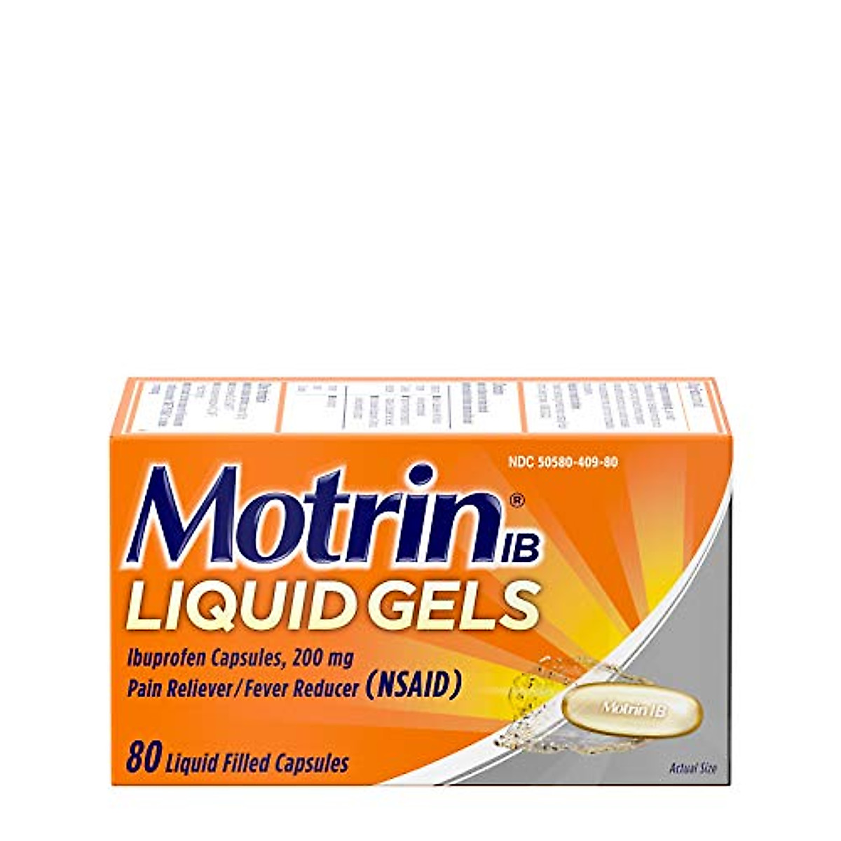 Motrin IB 200mg Ibuprofen Liquid Gel Pain Reliever/Fever Reducer for Aches & Pain, 80 ct