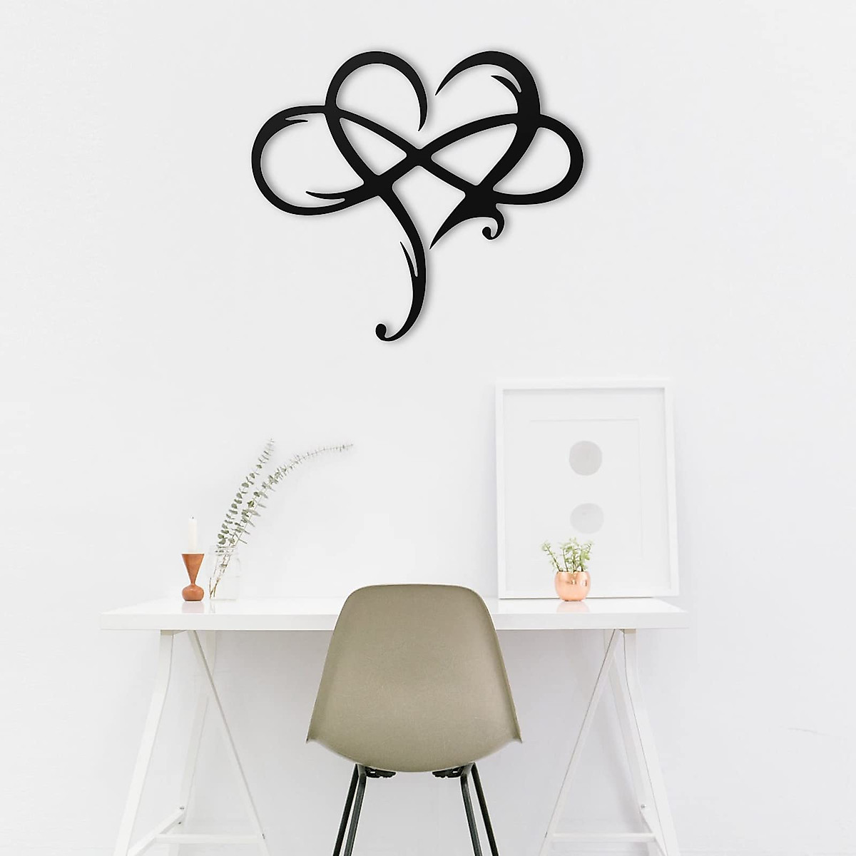 LAHONI Infinity Heart Metal Wall Decor, 16x14 Inch Heart Shaped Wall Art Sculptures Love Sign Ornaments for Home, Living Room, Bedroom, Outdoor Garden Decor (Black)