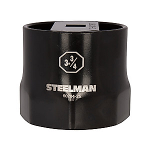 Steelman 3-3/4-Inch 8-Point Locknut Socket Automotive Tool, 3/4-Inch Drive, Install and Remove Truck Wheel Bearing Locknuts, Laser Etched, Powder-Coated Steel