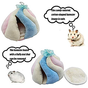 Tfwadmx Hamster Warm Bed,Small Animal Hammock Cotton Sleeping Nest Plush Hut Hideout Cave Hanging Cage Toy for Dwarf Mice Rat Sugar Glider Gerbil