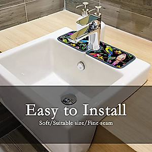 Kitchen Faucet Mats 2 Pieces Multicolor Jungle Parrots Absorbent Faucet Sink Splash Guard Bathroom Counter and RV,Faucet Counter Sink Water Stains Preventer