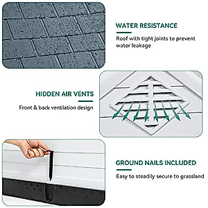 YITAHOME 41'' Large Plastic Dog House Outdoor Indoor Doghouse Puppy Shelter Water Resistant Easy Assembly Sturdy Dog Kennel with Air Vents and Elevated Floor (41''L*38''W*39''H, Gray)