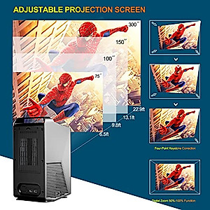 Native 1080P 5G WiFi Bluetooth Projector, 18000Lux Full HD Outdoor Movie Projector Support 4K Android/iOS Sync Screen&Digital Correction, Home Theater Video Projector Compatible w/TV Stick PC USB PPT