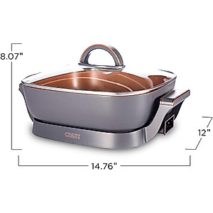 Extra Deep Electric Skillet Nonstick - Serves 3 to 5 People (6Qt.)