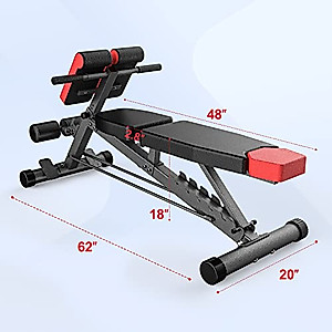 Finer Form Multi-Functional FID Weight Bench for Full All-in-One Body Workout – Hyper Back Extension, Roman Chair, Adjustable Sit up Bench, Incline, Flat & Decline Bench. Perfect with adjustable dumbbell set, barbell weight set or bench press