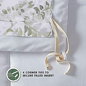 Intelligent Design Reversible 100% Cotton Sateen Duvet-Breathable Comforter Cover,Modern All Season Bedding Set with Sham(Insert Excluded),Judith,Palm Leaf GreenFull/Queen(90"x90")