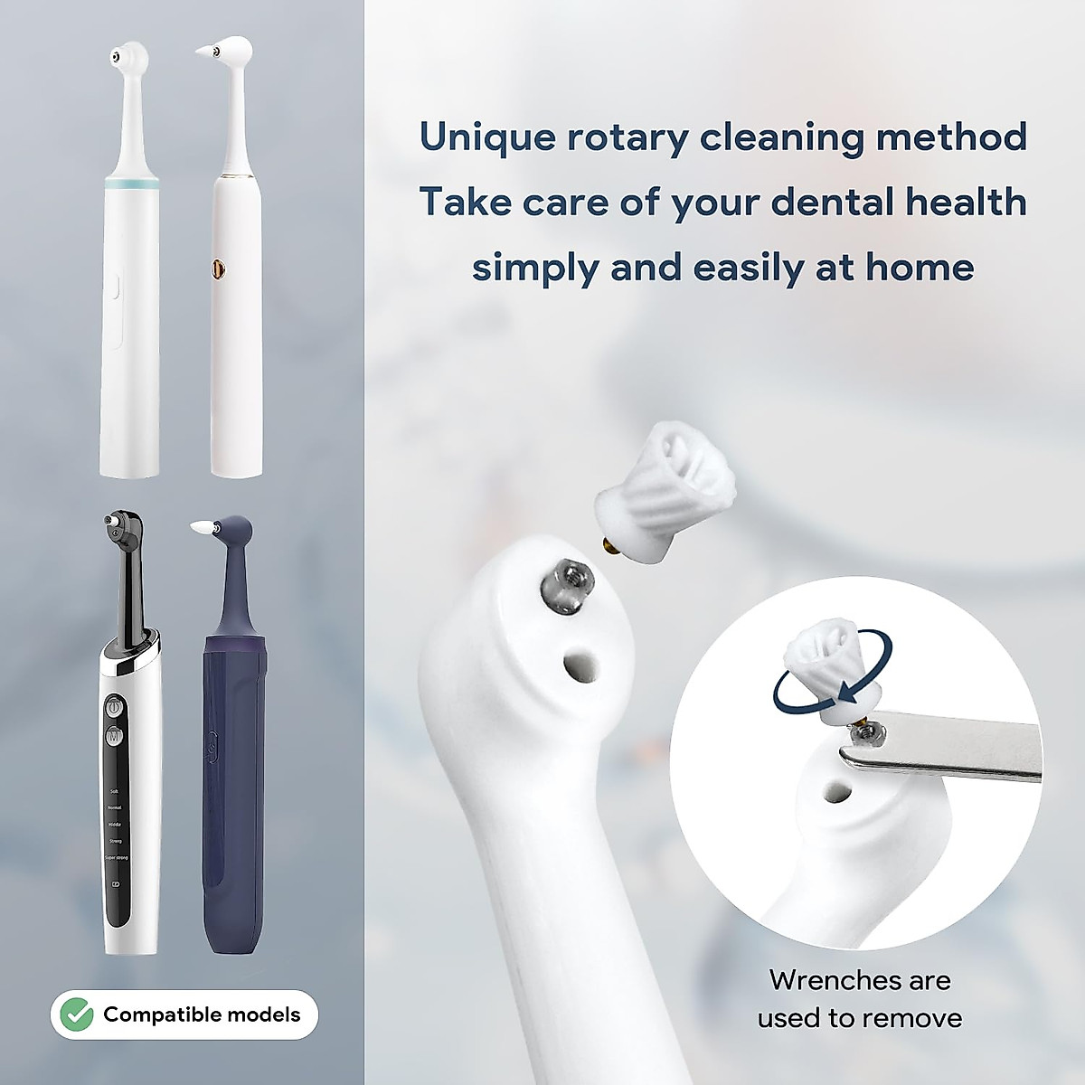 6 Tooth Polisher Replacement Brush Heads，Replacement Heads for Tooth Polisher,Teeth Tartar Remover Accessories,6 Varied Brush Heads Replacement Heads Kit