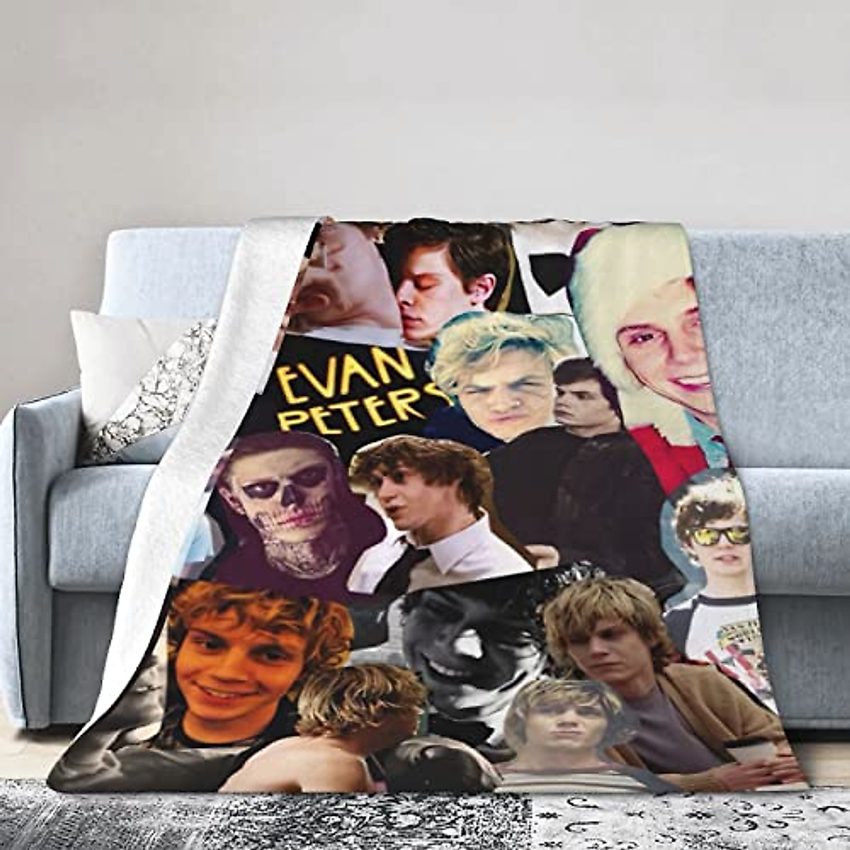 Evan Peters Collage Blanket Ultra-Soft Micro Fleece Blanket for Couch Bed Car Warm Throw Blanket Suitable for All Season