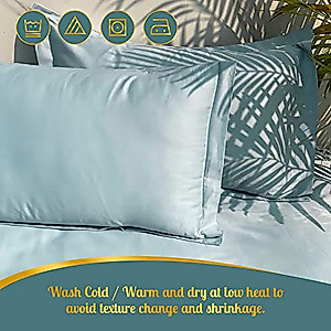 Blessings Decor Cotton Bedsheets Premium Hotel Quality 600 Thread Count 100% Sateen Weave Smooth Sheets with Elasticized Deep Pocket Sheet with Pillowcase (Chambray Blue, Queen)