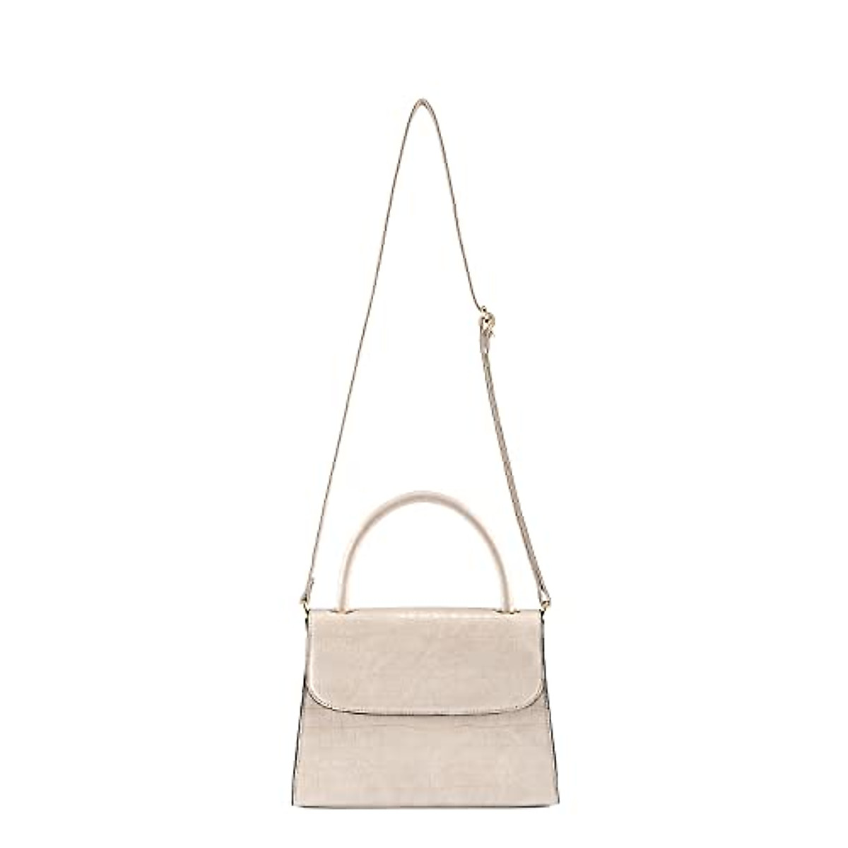 CHIC DIARY Small Tote Bag for Women Pu Leather Fashion Top Handle Crossbody Clutch Purse Handbag with Adjustable Shoulder Strap (Beige)