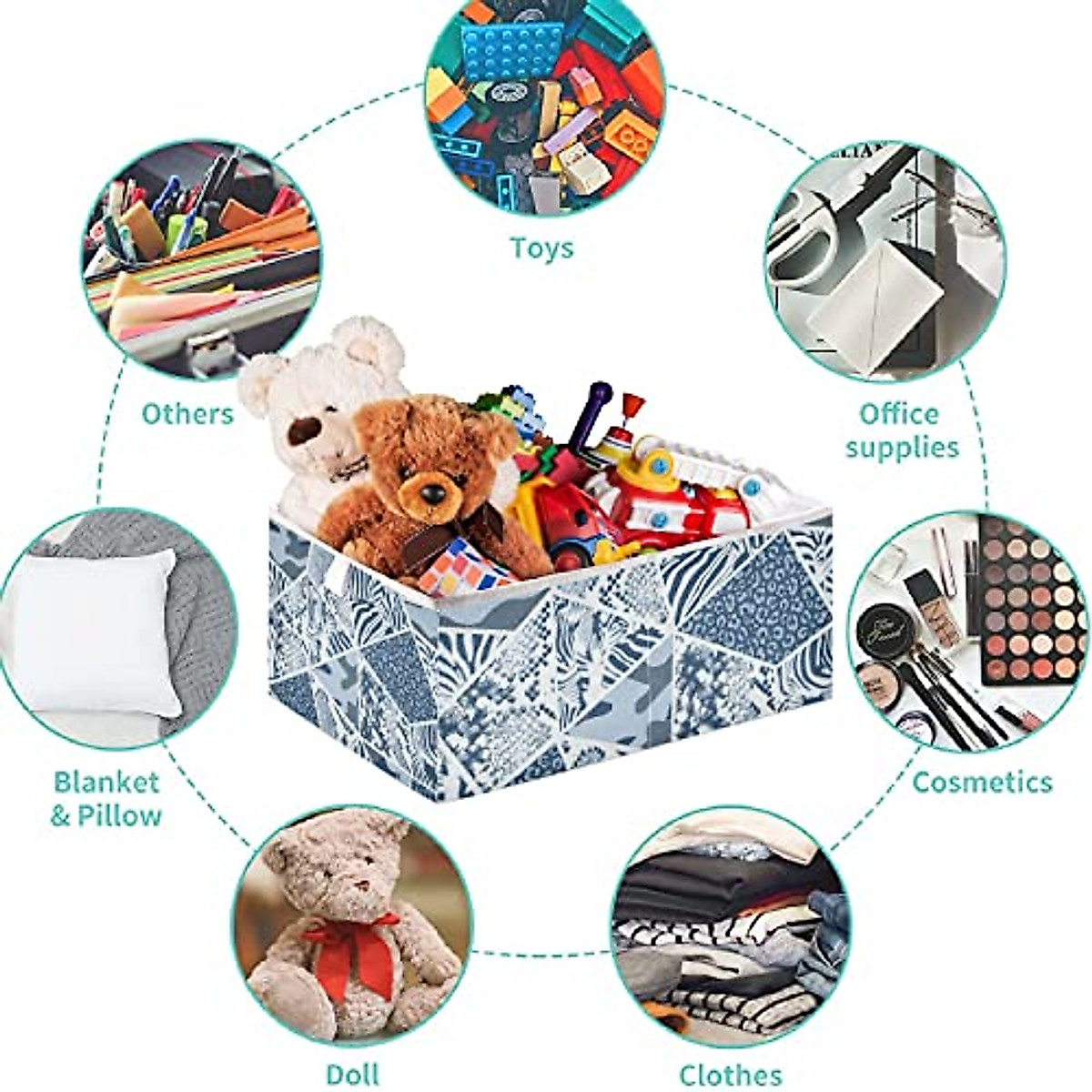 visesunny Closet Baskets Animal Skin Pattern Mosaic Style Storage Bins Fabric Baskets for Organizing Shelves Foldable Storage Cube Bins for Clothes, Toys, Baby Toiletry, Office Supply