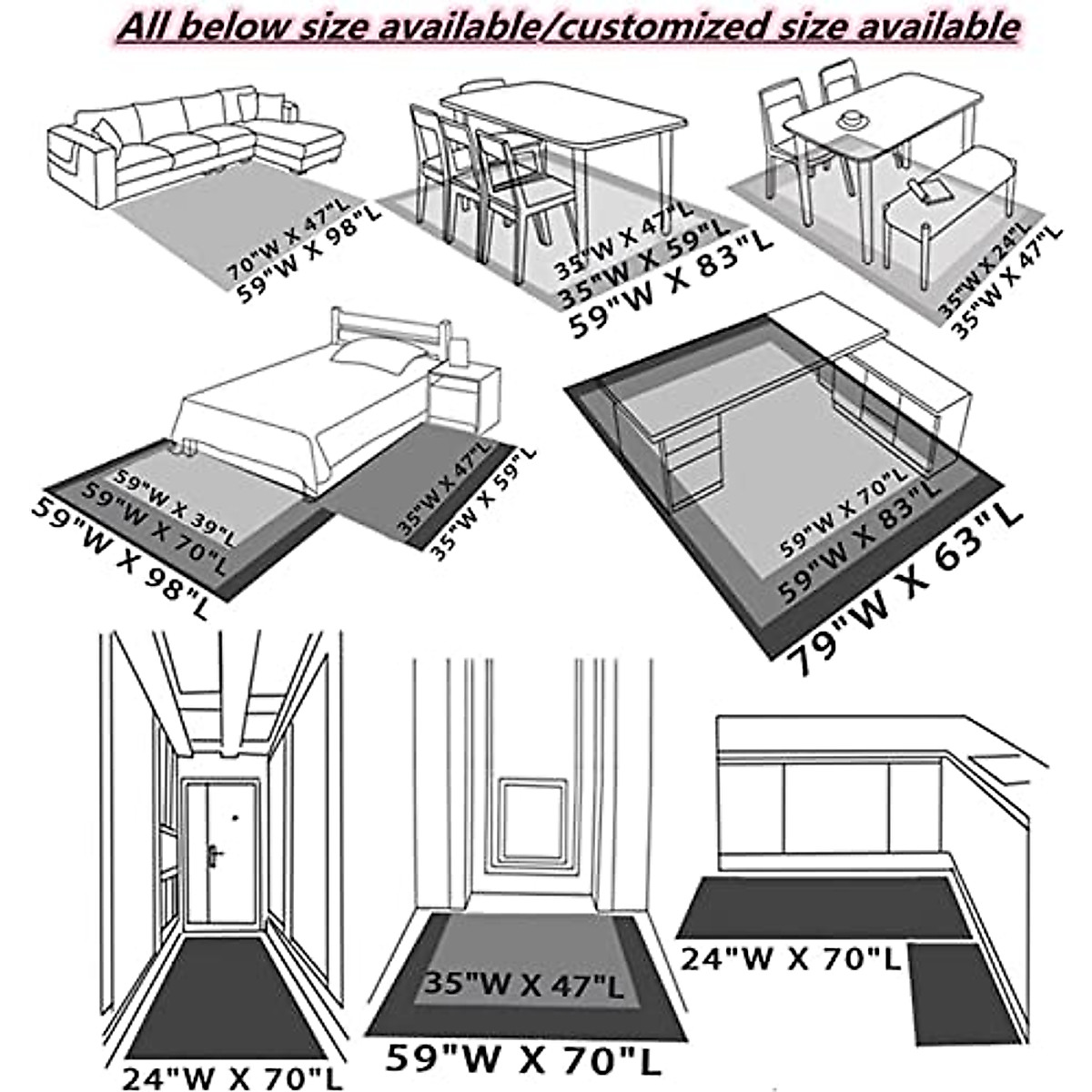 Black Grey Gold Marble Pattern Area Rug, Vintage Modern Bedroom Carpet, Upholstery Rug Non-Slip Machine Washable Non-Shedding for Living Room Bedroom - 5ft x 7ft