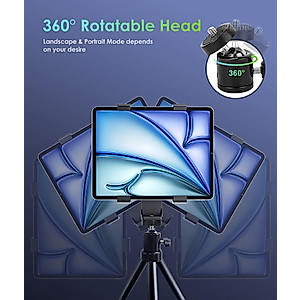 6amLifestyle iPad Tripod Mount Adapter with 360° Rotatable Ball Head, iPad Holder for Tripod, Fits 5” to 7.9” Tablets for Video Recording, Compatible with iPad Mini, Air, Pro 9.7/10.5/11