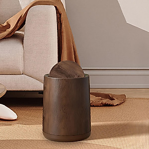 Fenteer Bathroom Trash Can Garbage Container with Swing Lid, Imitation Wood Grain Removable Inner Household Trash Bin for Kitchen/Bedroom/Living Room, Style A 25cmx31cm(L)