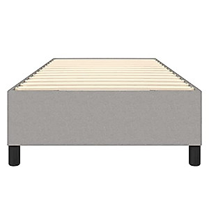 vidaXL Box Spring Bed Frame Home Indoor Bedroom Bed Accessory Wooden Upholstered Single Bed Base Furniture Light Gray 39.4"x74.8" Twin Fabric