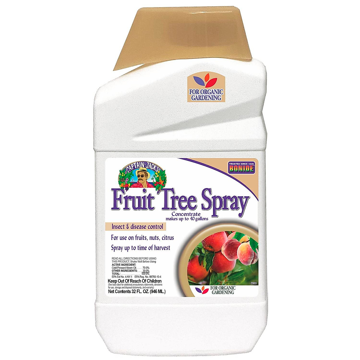 Bonide Captain Jack's Fruit Tree Spray, 32 oz Concentrate, Insect & Disease Control Spray for Organic Gardening