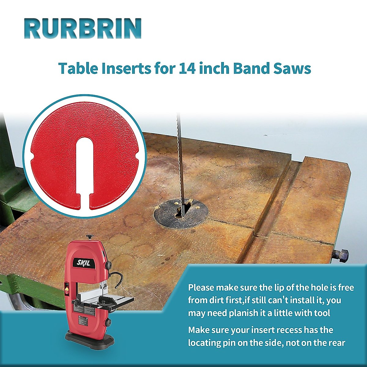 Table Inserts for 14 inch Band Saws or Scroll Saws, Compatible with Delta/Rockwell Replace Part-2 PCS（Diameter: 2.5 in, Thickness: 0.1 in）