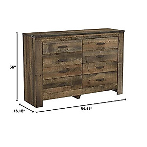 Signature Design by Ashley Trinell Rustic Youth 6 Drawer Children's Dresser with Nailhead Trim, Warm Brown