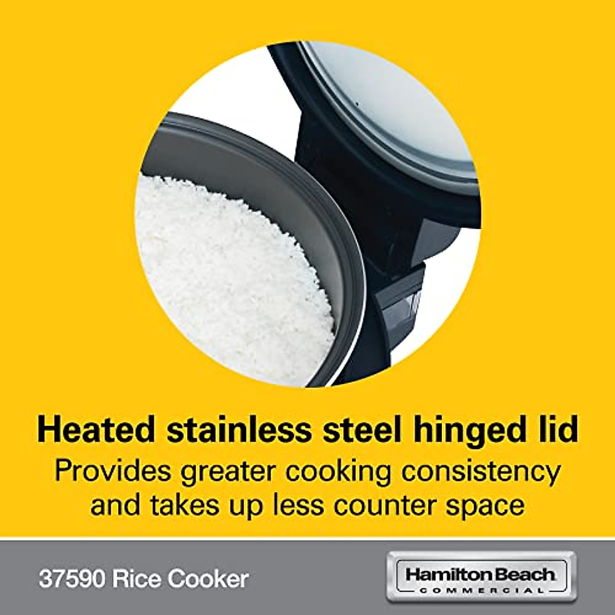 Hamilton Beach Commercial 90 Cup Rice Cooker, Warmer, Stainless Steel (37590)