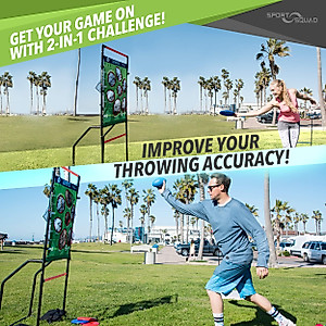 Sport Squad Endzone Challenge 2-in-1 Football and Flying Disc Toss - Backyard and Lawn Game for Indoor and Outdoor Use - Practice your Throwing Skills with this Football Target Carnival Game