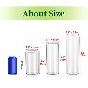 Hewory Glass Cylinder Vases Set of 6, Hurricane Candle Holders for Pillar or Floating Candles, Tall Clear Vase for Centerpieces, Round Vases for Wedding Anniversary Events Home Table Decor, 5.9in