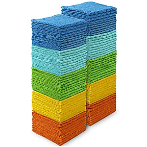 AIDEA Microfiber Cleaning Cloths-100PK, Softer and More Absorbent, Lint-Free, Wash Cloth for Home, Kitchen, Car, Window (12in.x12in.)
