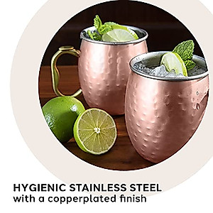 Oggi Moscow Hammered Copper Plated Mule Mug with EZ-Grip Handle, 20-Ounce, (9006)