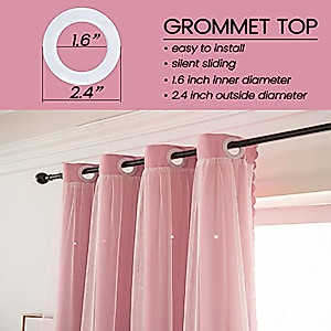 LUGOTAL Girls Curtains for Living Room Bedroom Curtains Double Layer Blackout Curtains 63 Inch Length Star Cut Out Pink Curtain Window Drapes for Nursery 1 Panel (W52 X L63 Inches，Pink)