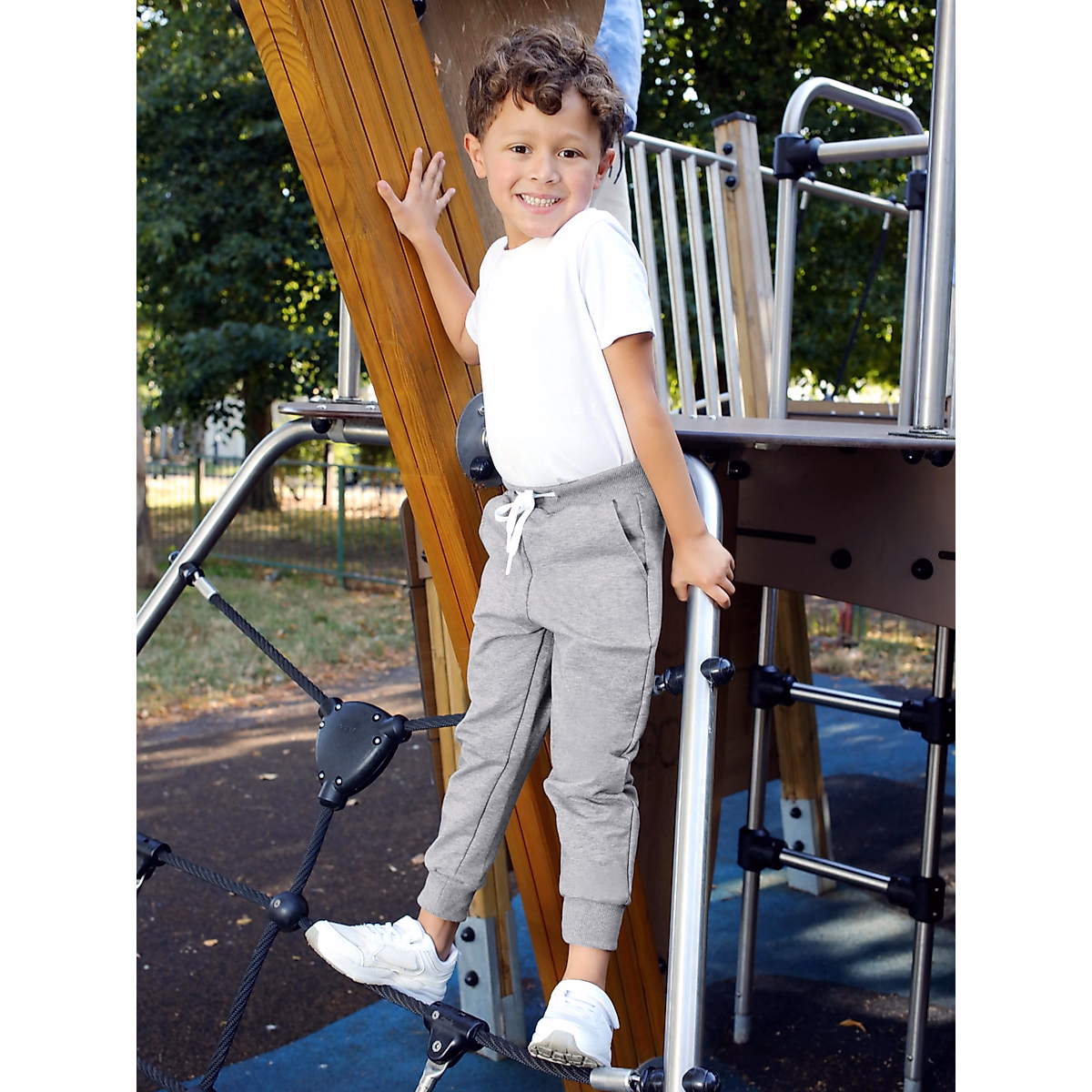 Resinta 3 Pack Toddler Boy Sweatpants Active Jogger Pants Casual Pull-On Pants Sweat Pants with Pocket Drawstring