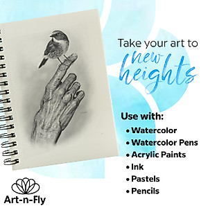 Art-n-Fly 5.5 x 8.5 in Watercolor Sketchpad Mini Book - 2 pack x 35 Sheets Each- Spiral Bound and Microperforated - 300gsm / 140lb 8.5x5.5