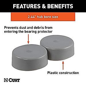 CURT 23244 2.44-Inch Trailer Wheel Bearing Protector Dust Covers, 2-Pack