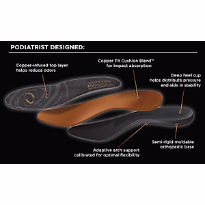Copper Fit Balance Copper Infused Orthotic Insole, Large Set of 2 Packs (4 Insoles Total)