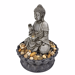 Warm Garden Buddha Fountain Tabletop Water Fountain-Sitting Buddha Tabletop Water Fountain Zen Fountain