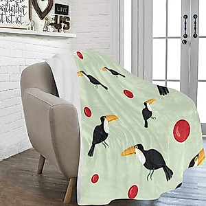 RANKOO Bird with Red Fruit Throw Blanket Ultra-Soft Micro Flannel Blanket, Lightweight Warm Fuzzy Cozy Blanket, Big Fall Winter Throw Blanket for Couch Bed Sofa Living Room, 60" X 80"