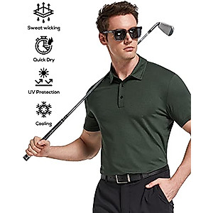 TELALEO 5 Pack Mens Polo Shirts Quick Dry Short Sleeve Golf T Shirt Performance Moisture Wicking Casual Workout SetB L