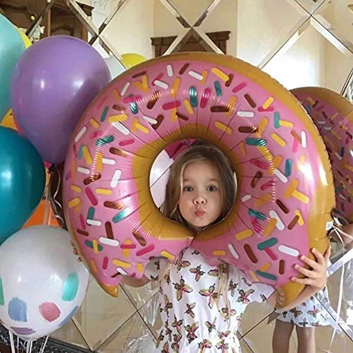 6 Pcs Foil Balloon Kids Cartoon Ice Cream Donut Candy Shaped Foil Mylar Balloons Birthday Party Decoration Cake Shop Inflatable Balloon for Birthday Baby Shower Party Decorations Supplies
