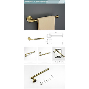 Golden Towel Rack Towel Bar Ring Brushed Gold Hardware Set Robe Coat Hook Toilet Tissue Paper Holder Bathroom Accessories Kit,2 PCS Robe Hook