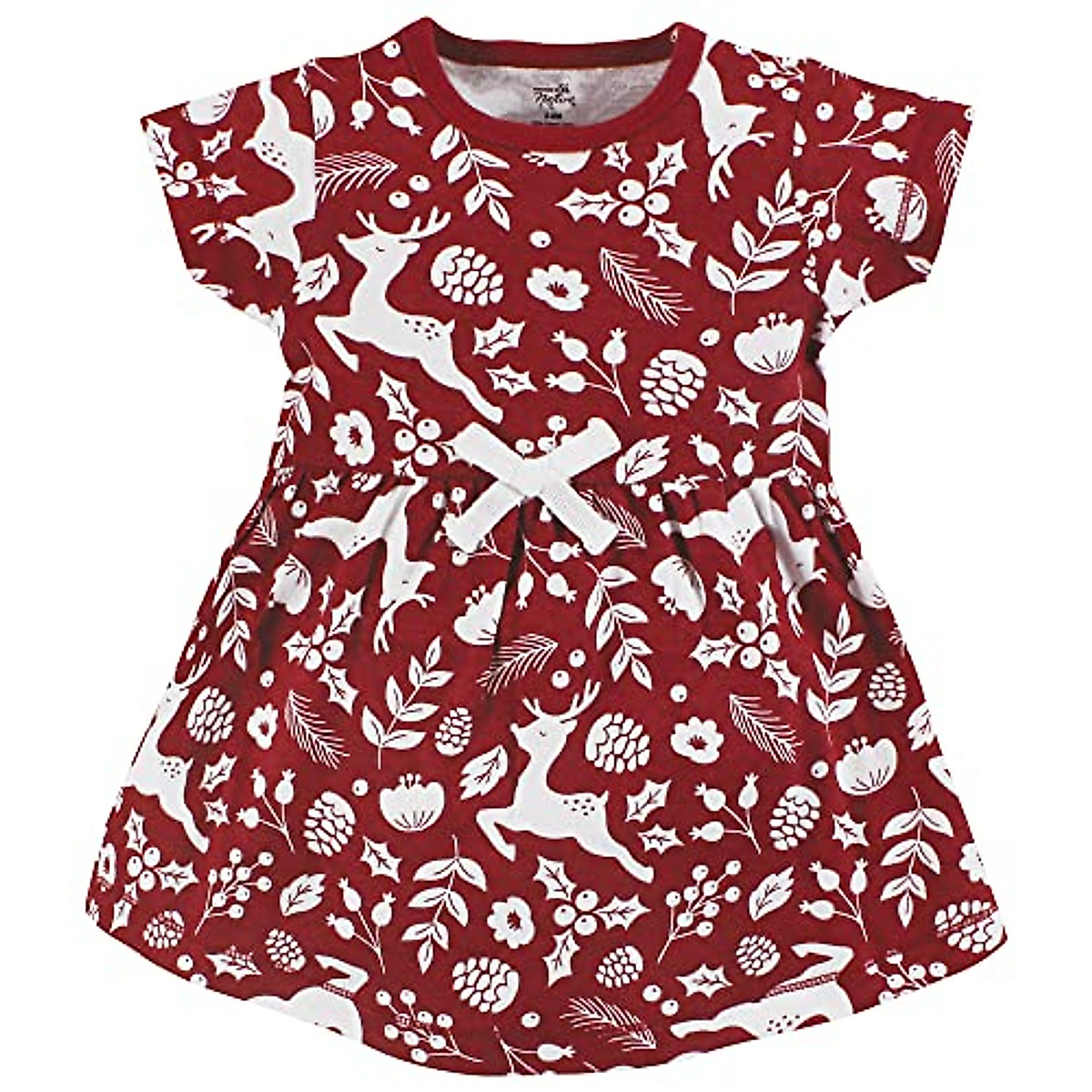 Touched by Nature Baby Girl's Organic Cotton Dress and Cardigan, Red Winter Folk, 9-12 Months