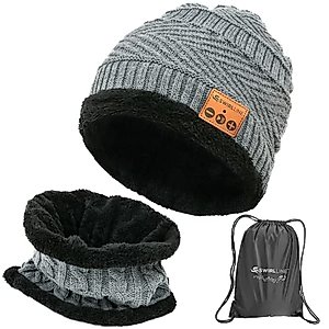 Bluetooth Beanie Wireless Hat with Scarf – Headphone Beanie Hat with Upgraded Bluetooth 5.0 - Wireless Beanie Bluetooth Hat for Women Men Teens - Warm Knitted Fleece Music Hat - Gorros con Bluetooth