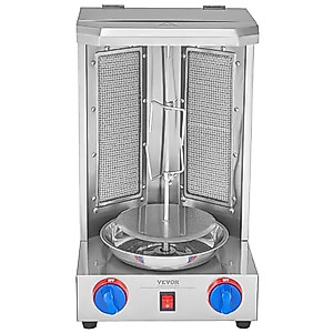 VEVOR Shawarma Grill Machine, 13 lbs Capacity, Chicken Shawarma Cooker Machine with 2 Burners, Gas Vertical Broiler Gyro Rotisserie Oven Doner Kebab Machine, for Home Restaurant Kitchen Parties
