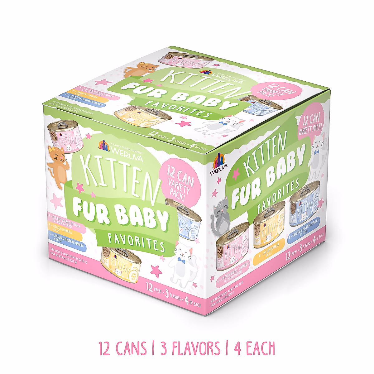 Weruva Kitten, Fur Baby Favorites Variety Pack, 3oz Can (Pack of 12)