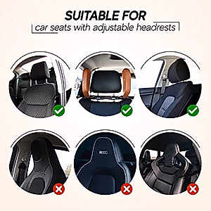 Caujon Car Headrest Pillow - Adjustable, Easy to Install, Side Cushion Car Seat Head Support for Kids and Adults, Car Sleeping Side Pillow for Travelling (Coffee)