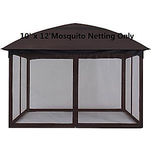 SunCula Replacement Gazebo Mosquito Netting Screen with Zipper for Patio Outdoor ,Garden and Backyard (10'x12', Black, Only Netting)