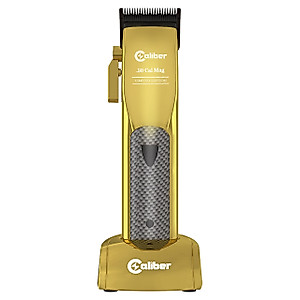 Caliber .50 Cal Limited Edition Clipper - Long Lasting 8+ Hours of Power - Ultra Low Noise Technology - Rechargeable Powerful Battery - Easy Zero Gap Cut - Hair Grooming Tool for Men (Gold)
