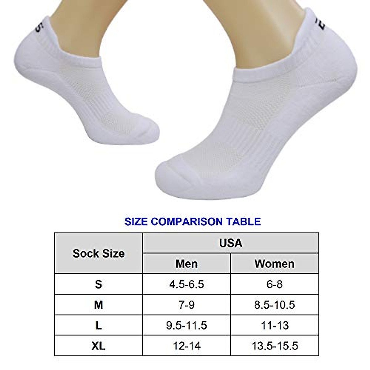 EVERSWE 6 Pairs Ankle Athletic Running Socks Low Cut Sports Tab Socks for Men and Women (White, S)