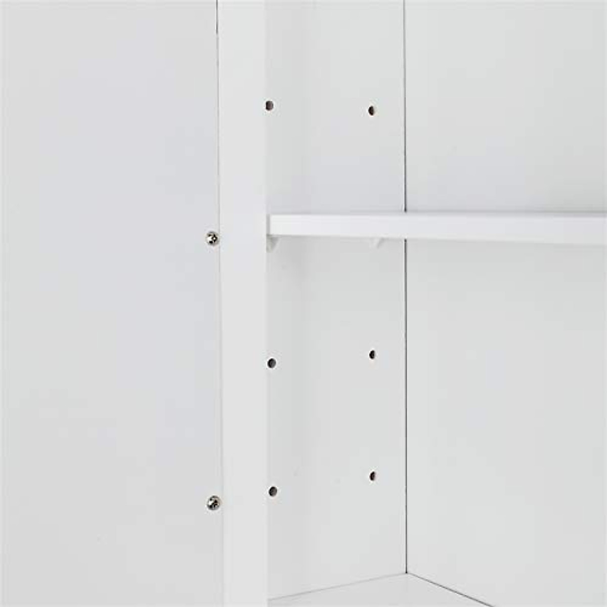 Bathroom Cabinet with Mirror Wall Mounted - Single Door White Open Shelf Wooden Medicine Storage for Bathroom Living Room Kitchen