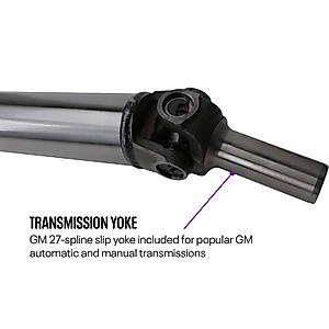 Speedway Motors U-Weld-It Custom Steel Driveshaft Kit, 1350 Series Universal Joints, Includes GM 27 Spline Slip Yoke, 50 Inch Length Tubing and 3 Inch O.D.
