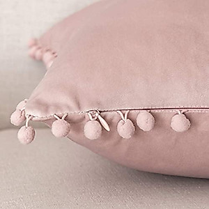 Ashler Home Deco Soft Faux Sheepskin Fur Rug Pink Fluffy Area Rug & Throw Pillow Covers with Pom