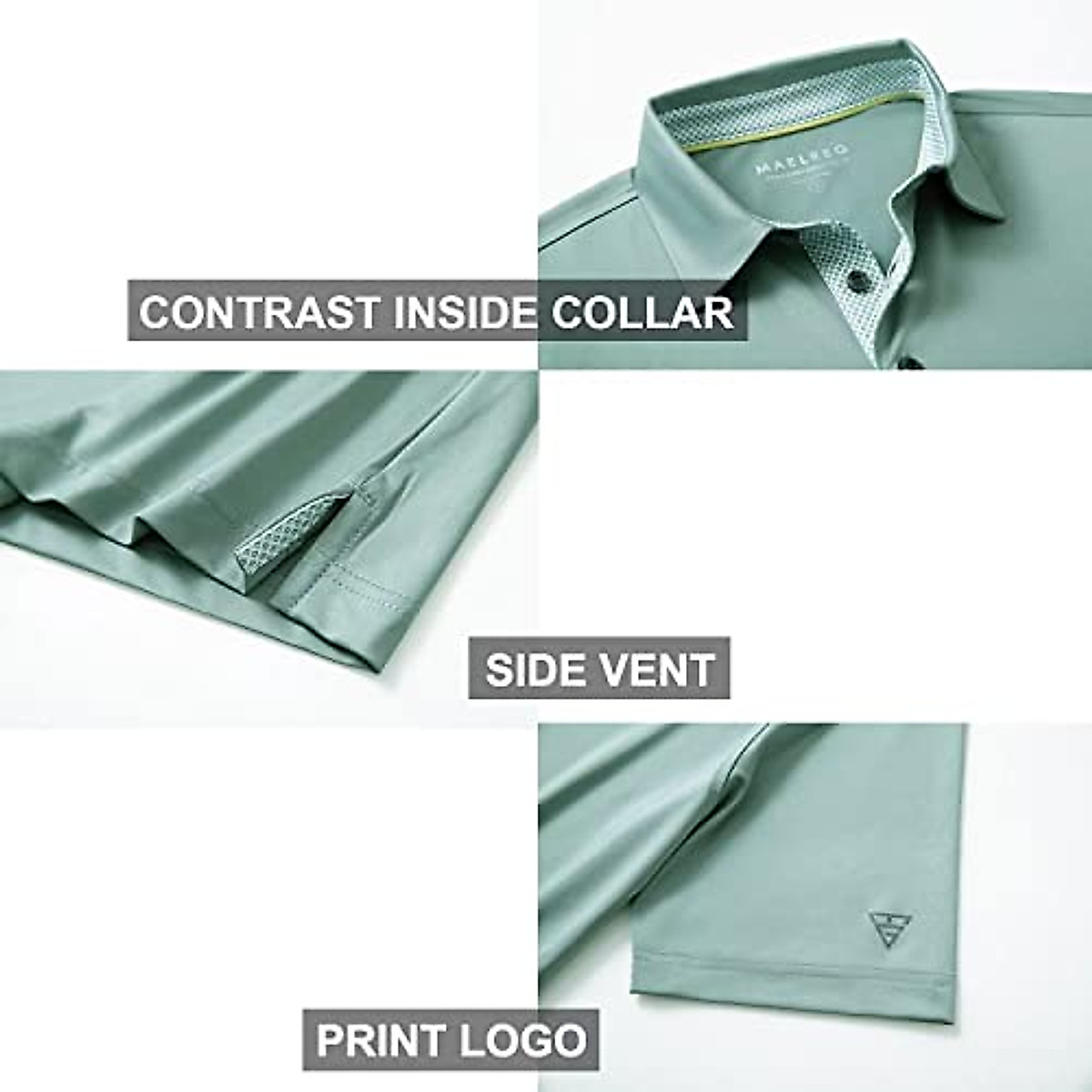 M MAELREG Polo Shirts for Men Short Sleeve Performance Moisture Wicking Quick Dry Casual Collared Men’s Polo Shirts Beryl Green